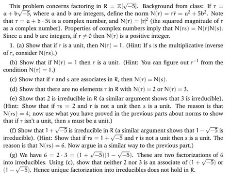 Solved This Problem Concerns Factoring In Rz −5