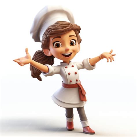 3d Female Chef Character Art On Simple White Background Premium Ai