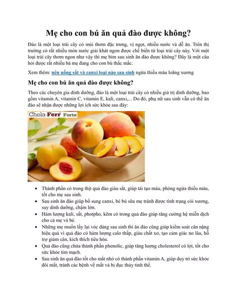 PPT Mẹ cho con bú ăn quả đào được không PowerPoint Presentation ID 13045072