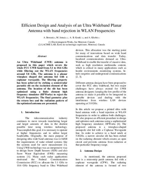 Pdf Efficient Design And Analysis Of An Ultrawideband Planar Antenna With Band Rejection In