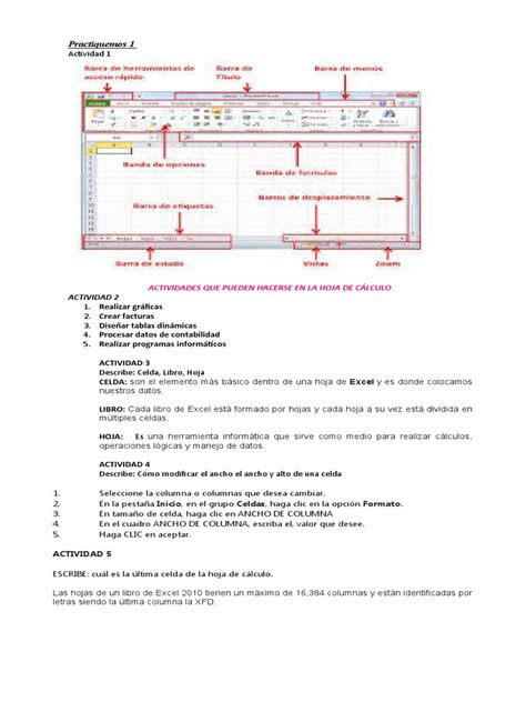 Entorno Excel Practiquemos 1 Pdf