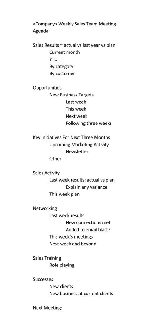 Free Weekly Team Meeting Agenda Templates Format