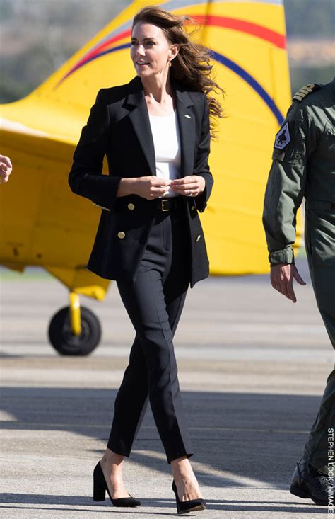 Kate Middleton In Black Jacket At Naval Base Lifejacket Giggles