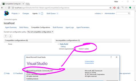 Continuous Integration TeamCity Unmet Requirements VS2017 Exists