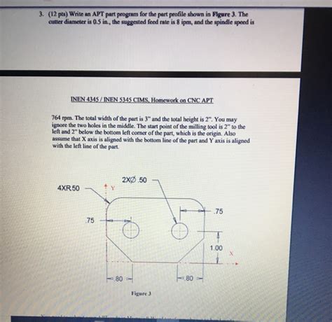 Solved 3 12 Pts Write An Apt Part Program For The Part