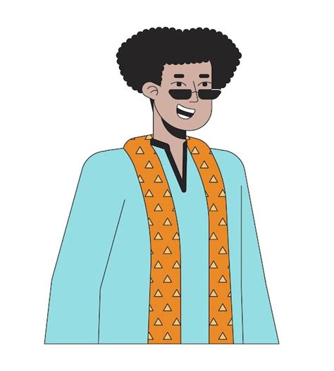 Premium Vector Traditional Kurta Hispanic Man Sunglasses 2d Linear Cartoon Character