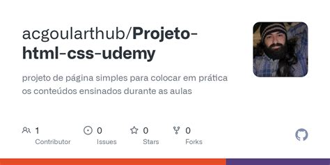 Github Acgoularthub Projeto Html Css Udemy Projeto De P Gina Simples Para Colocar Em Pr Tica