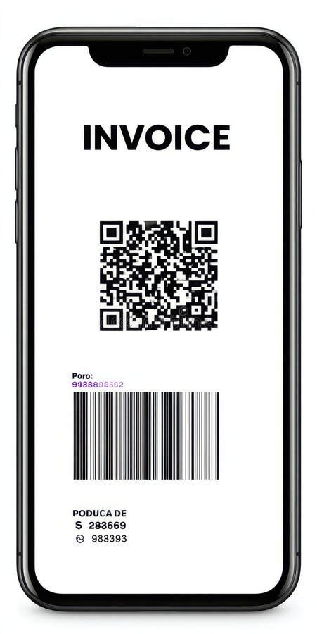 Qr Code Invoice Displayed On A Smartphone Screen For Quick Payment In A