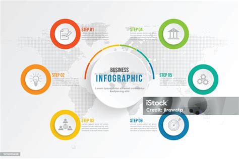 인포 그래픽 템플릿 비즈니스 교육 웹 디자인 배너 브로셔 전단지를위한 여섯 단계 벡터 일러스트레이션 0명에 대한 스톡 벡터 아트 및 기타 이미지 Istock
