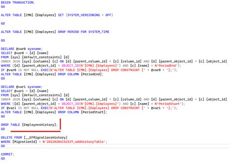 Ef Core 60 Temporal Tables Migration Rollback Doesnt Work · Issue