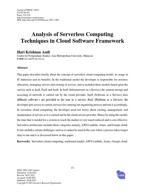Analysis Of Serverless Computing Techniques In Clo Download Free Pdf Cloud Computing