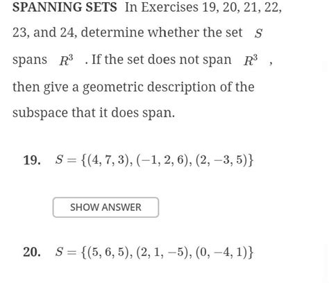 Solved SPANNING SETS In Exercises 19 20 21 22 23 And Chegg Com