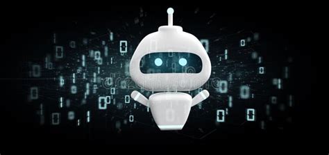 chatbot with binary code 3d rendering stock illustration illustration