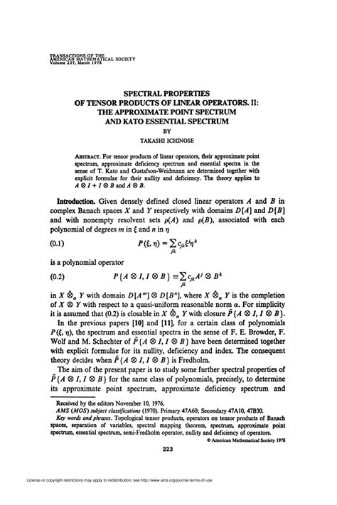 Pdf Spectral Properties Of Tensor Products Of Linear Operators Ii