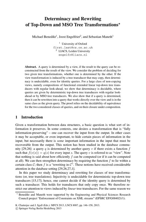 Pdf Determinacy And Rewriting Of Top Down And Mso Tree Transformations