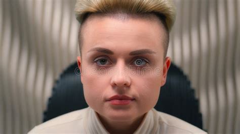 Serious Caucasian Futuristic Woman Gamer Hipster Female Girl Confident Businesswoman Programmer