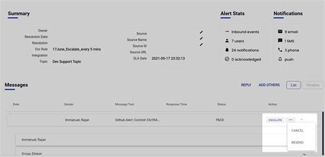 alert status and response actions alert and notification
