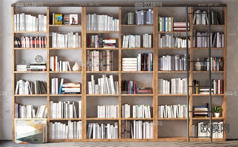 现代复古木质书架3d模型下载 Id12000523 3dmax免费模型 欧模网