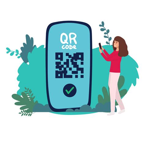 Banner Landidng Page QR Code Scanning Icon In Smartphone Hand Holding Mobile Phone In Line