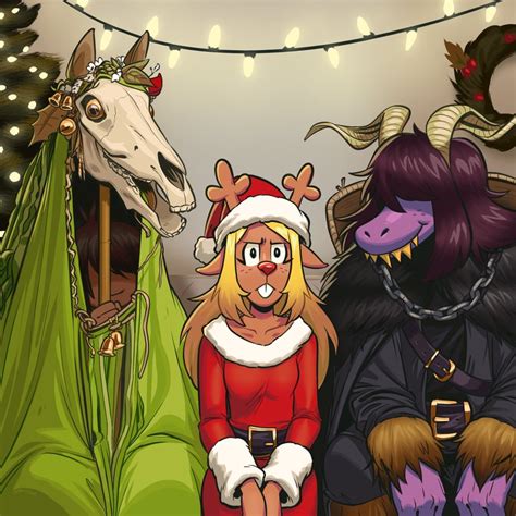 Kris Susie Noelle Holiday Krampus And Mari Lwyd Deltarune Drawn By Angusburgers Danbooru