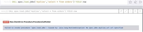 Unable To Invoke Jdbc Alias In Neo J With Apoc Issue Neo J Contrib Neo J