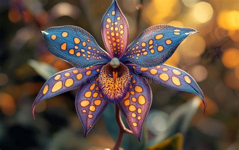 Close Up Of A Vibrant Orchid With Intricate Patterns Colors Stock