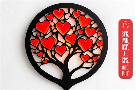 Multi Layer Tree Hearts Wall Decor Svg C · Creative Fabrica