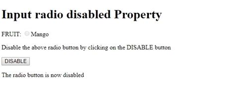 Html Dom Input Radio Disabled Property