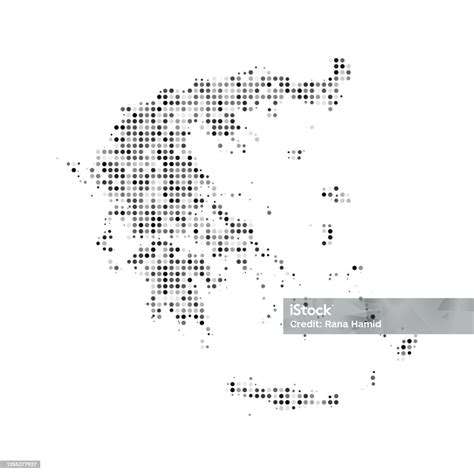 추상점 흑백 하프톤 효과 벡터 지도 그리스의 그리스 컨트리 맵 디지털 점선 디자인 벡터 일러스트레이션 그리스에 대한 스톡 벡터