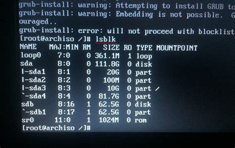 Grub Install Warning Embedding Is Not Possible Archlinux
