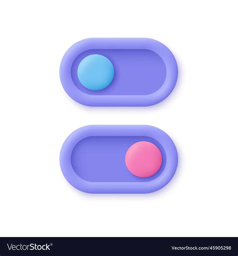 On Off Toggle Switch Interface Buttons 3d Icon Vector Image