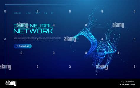 Neural Network Background With Ai Data In Abstract Blue Lines Wave Tech Science With Artificial