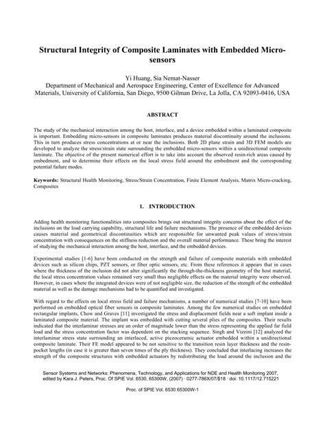 Pdf Structural Integrity Of Composite Laminates With Embedded Micro Sensors
