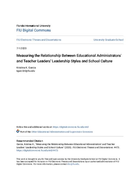 Pdf Measuring The Relationship Between Educational Administrators