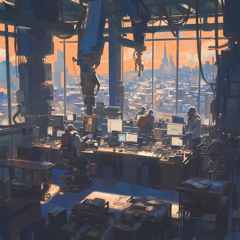 Premium Photo Hightech Assembly Line At Twilight