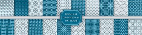 원활한 장식 벡터 패턴의 컬렉션입니다 파란색과 흰색 동양 빈티지 배경 기하학적 타일 모자이크 디자인 그리드 질감 텍스타일 프린트 0명에 대한 스톡 벡터 아트 및 기타 이미지