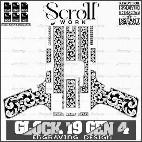 Glock 19 Gen 4 Firearm Scroll Engraving Design Scroll Pattern Engraving Digital Files Laser
