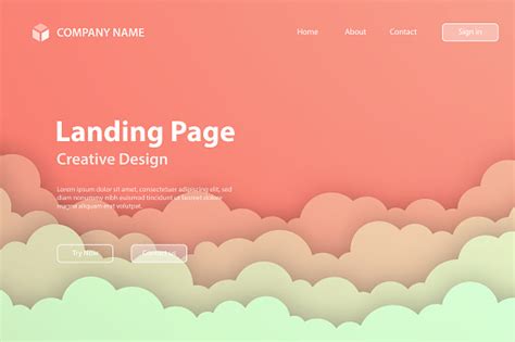 랜딩 페이지 템플릿 Couds와 붉은 하늘 트렌디 한 종이 컷 배경 3차원 형태에 대한 스톡 벡터 아트 및 기타 이미지 3차원 형태 광대한 구름 Istock