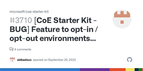 Coe Starter Kit Bug Feature To Opt In Opt Out Environments From