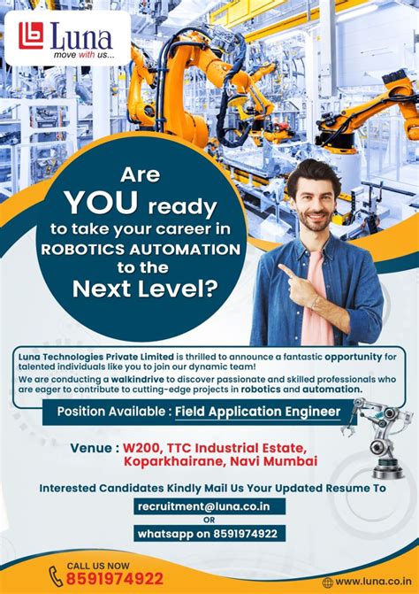 Luna Technologies Pvt Ltd On Linkedin Hiring Robotics Fieldapplication Fieldservice