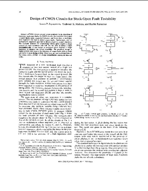 Pdf Design Of Cmos Circuits For Stuck Open Fault Testability Pdf Design Of Cmos Circuits For Stuck Open Fault Testability