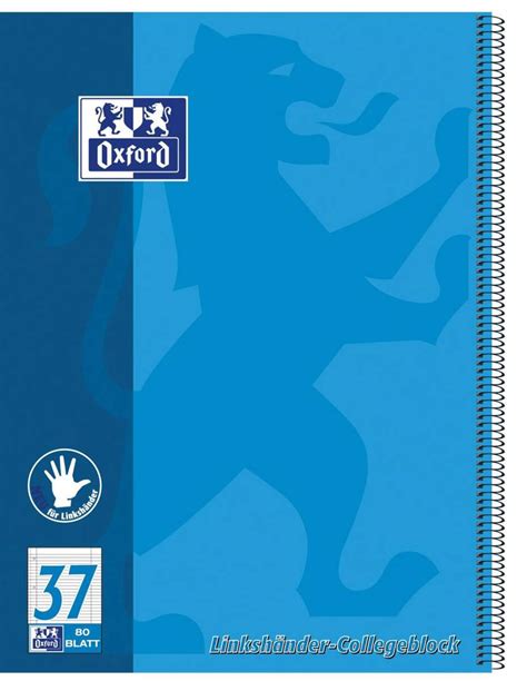 Oxford Collegeblock A4 Liniert Lineatur 37 Für Linkshänder 80 Blat Spielwaren Schweiger