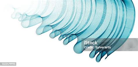 흐르는 에너지 입자 바람에 투명한 얇은 명주 그물 섬유의 혼합 된 점의 물결 곡선점 3d 라인 벡터 효과 그림 3d 미래 지향적 인 기술 스타일 3차원 형태에 대한 스톡