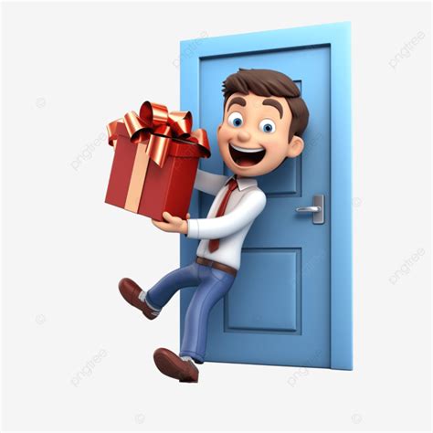 출입구 3d 캐릭터 일러스트에서 선물을 떨어뜨리는 남자 3d 캐릭터 만화 Png 일러스트 및 이미지 에 대한 무료 다운로드 Pngtree