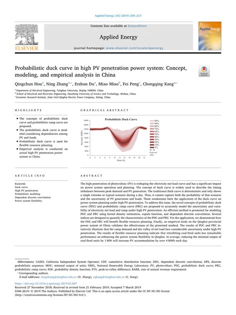 Pdf Probabilistic Duck Curve In High Pv Penetration Power System