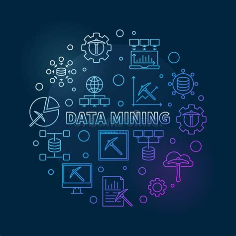 Data Mining Concept Vector Minimal Circular Line Illustration Stock