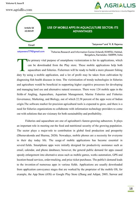 Pdf Use Of Mobile Apps In Aquaculture Sector Its Advantages