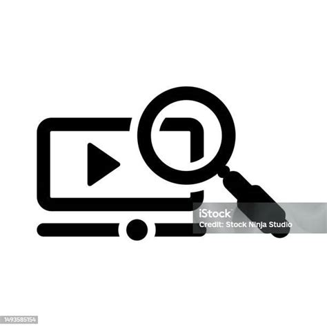 비디오 검색 플랫 블랙 아이콘 흰색 배경 벡터 그림에 격리 Seo 아이콘 가상현실에 대한 스톡 벡터 아트 및 기타 이미지 가상현실 개발 개선 Istock