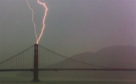 The Golden Gate Bridge Hit By Lightning Photos