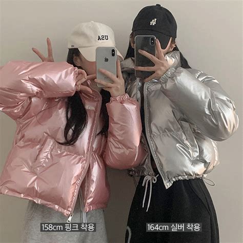 고퀄빵빵겨울강추 글로시 펄 하이넥 투웨이 숏 패딩 겨울패딩하이넥숏패딩크롭패딩y2k 에이블리